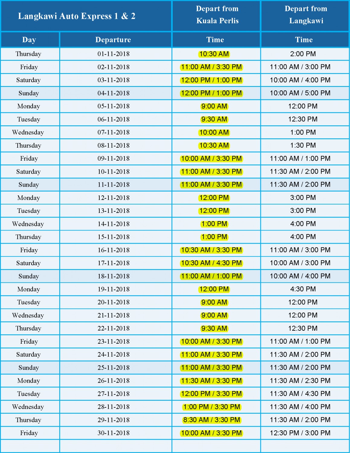 March 2018 Schedule Langkawi Auto Express 1