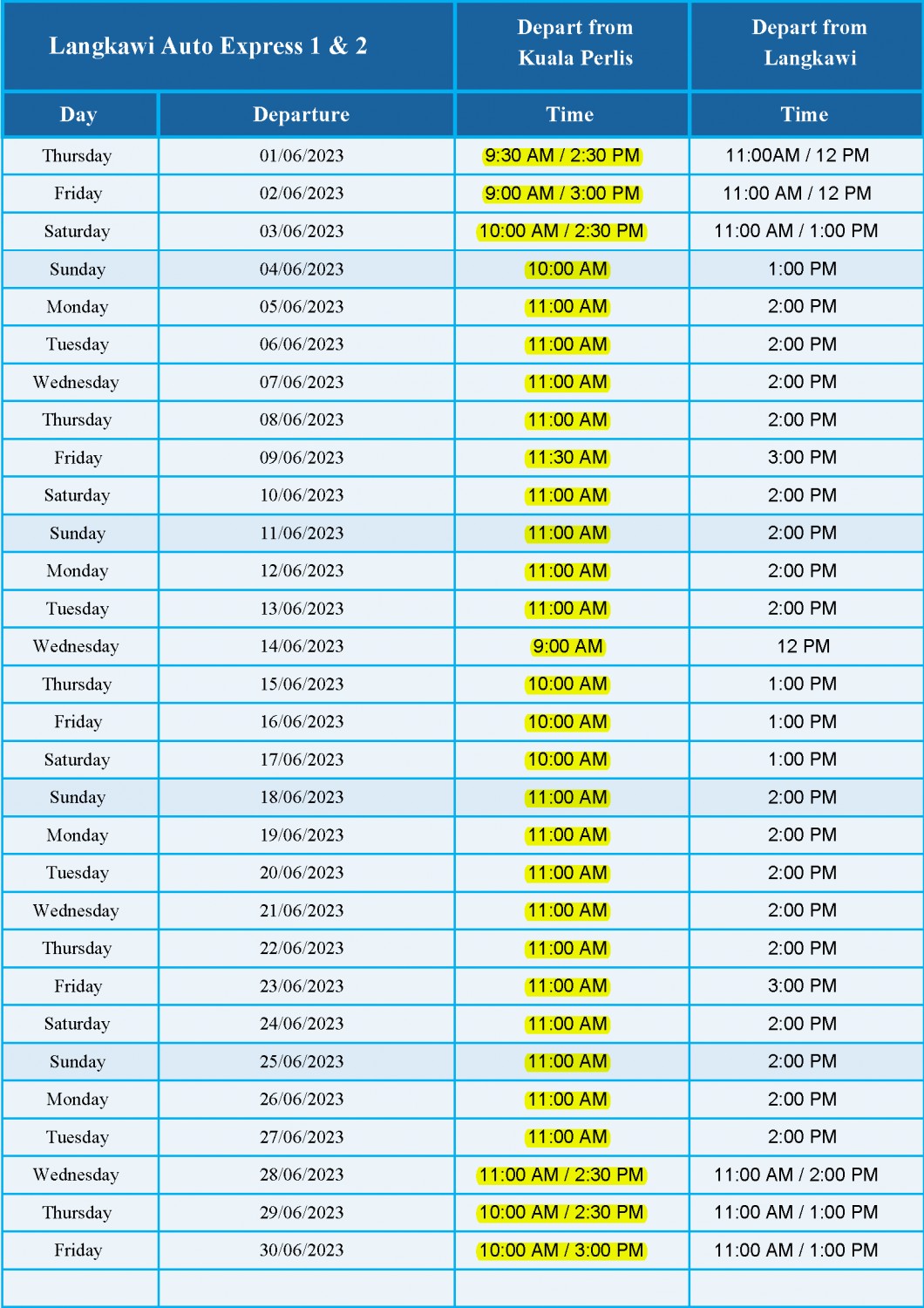 March 2018 Schedule - LANGKAWI AUTO EXPRESS 1